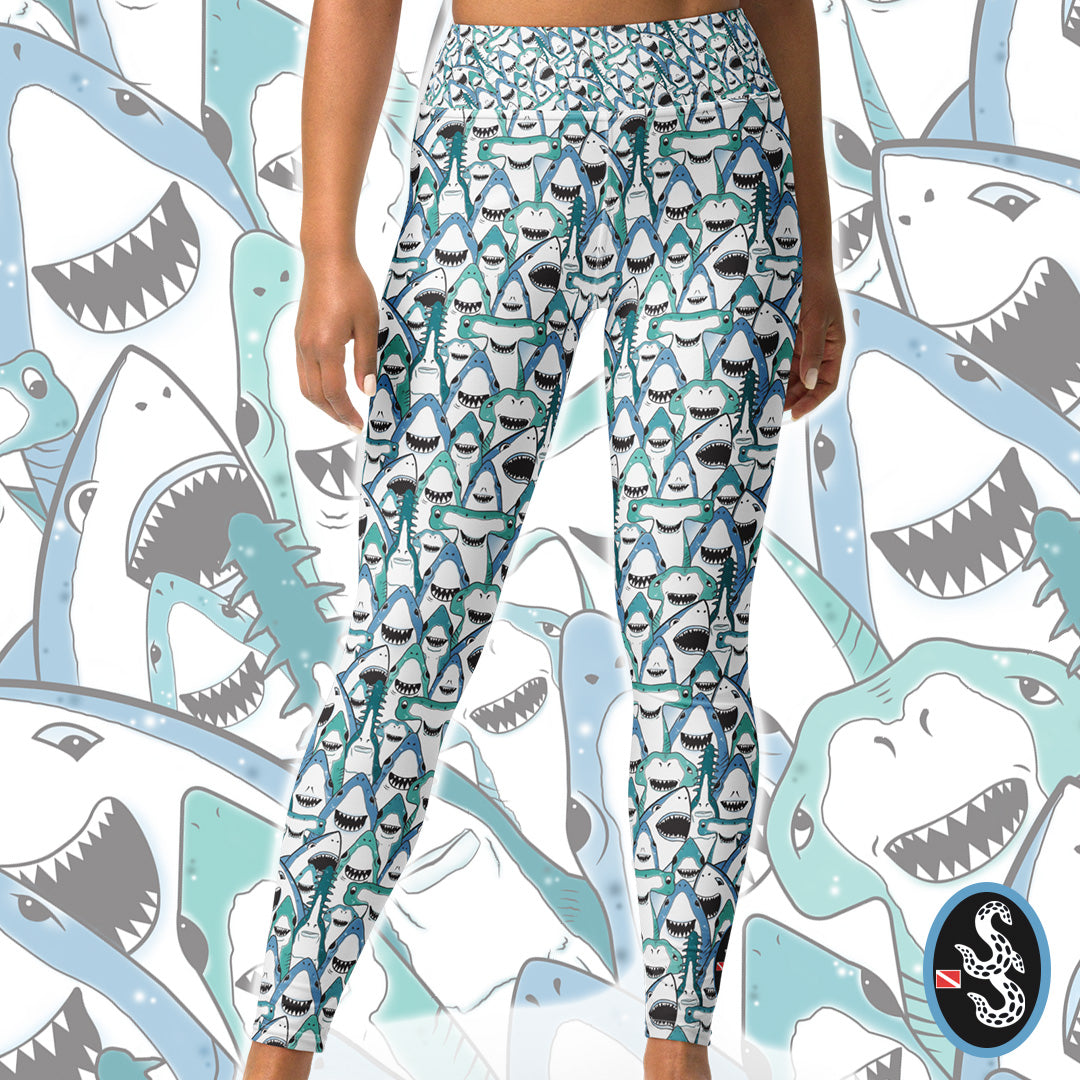 Happiest Sharks Leggings - High Waist | Scuba Sisters